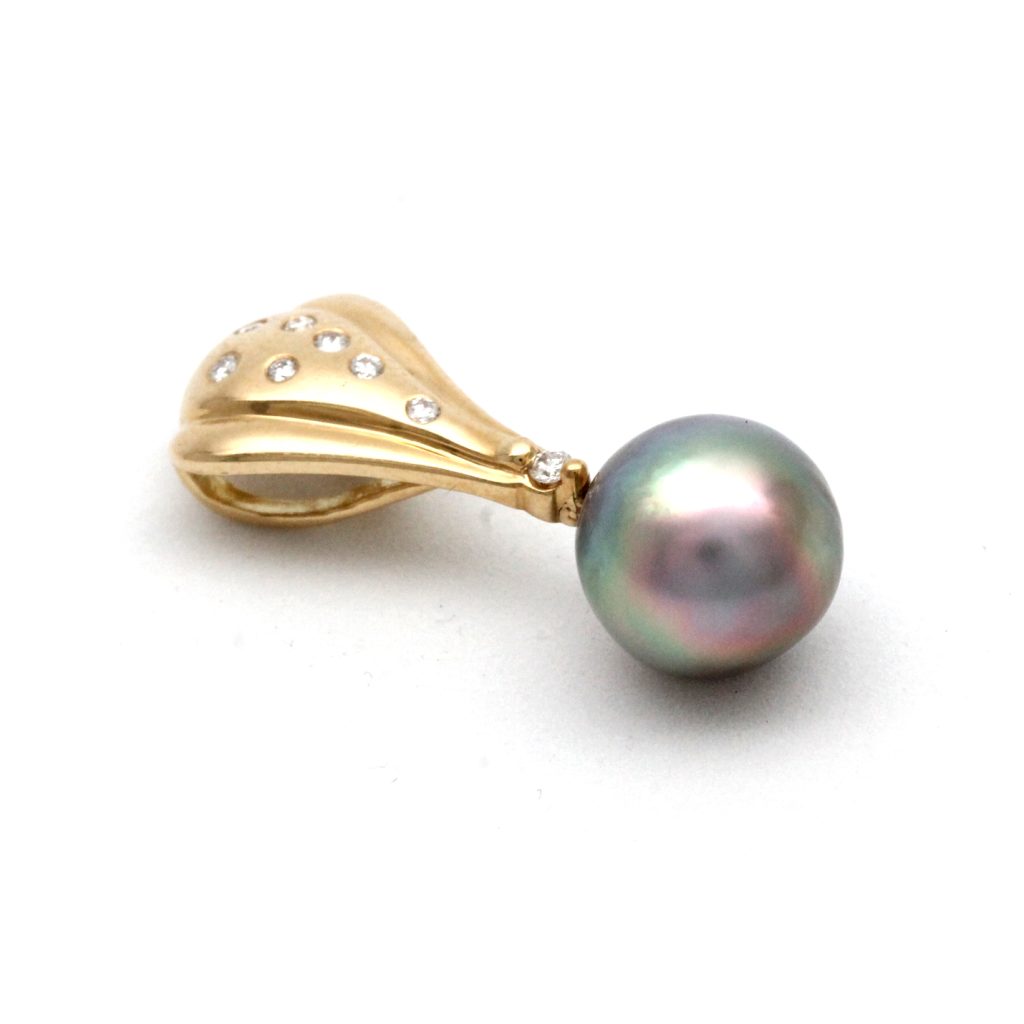 Impresionante Perla Multicolor en Dije de Oro Amarillo 18K con ...