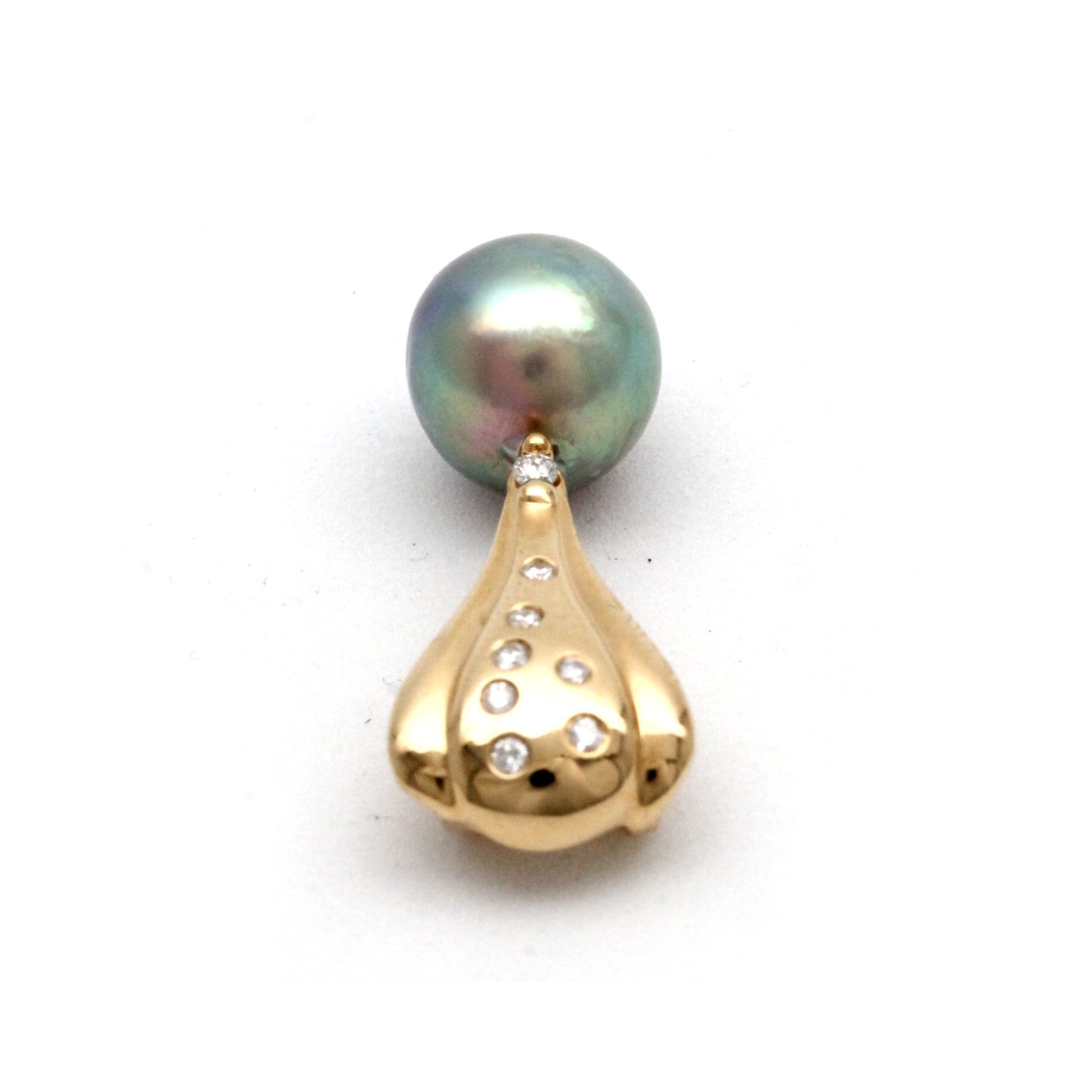 Impresionante Perla Multicolor en Dije de Oro Amarillo 18K con ...